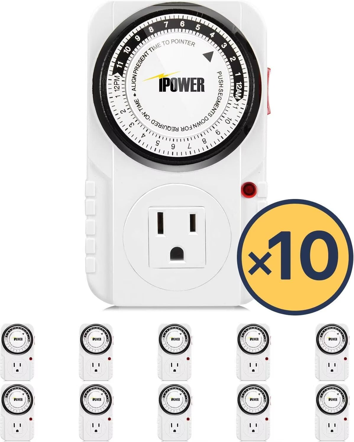 iPower 24 Hour Plug-in Mechanical Electric Timer, Switch with ...