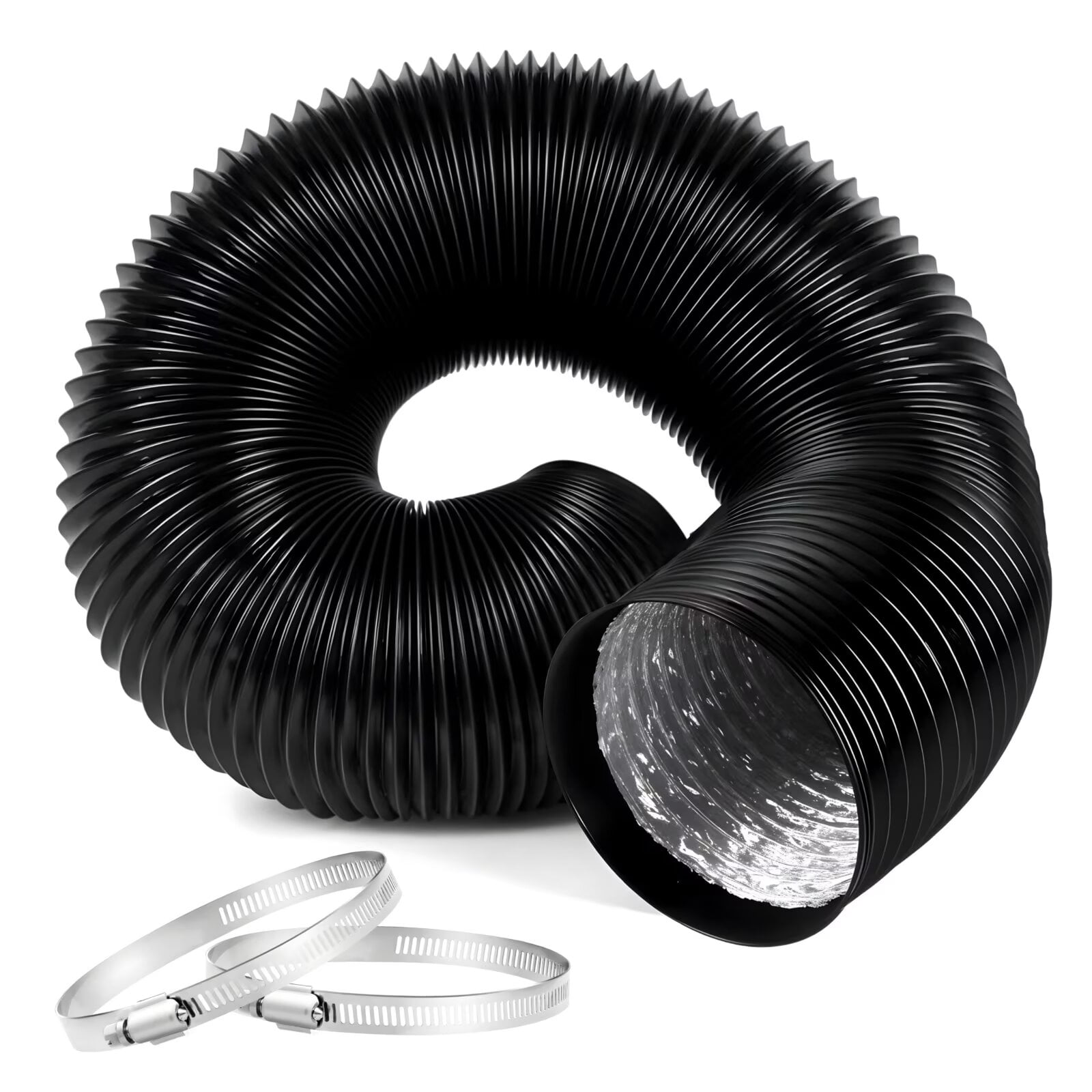 iPower, 4 Inch Flexible Aluminum Ducting, 16 Feet, Black - Walmart.com