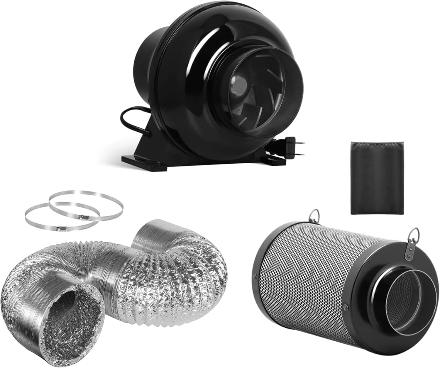 iPower 4 Inch 195 CFM Inline Fan Circulation Vent Blower, Upgrade 4 ...