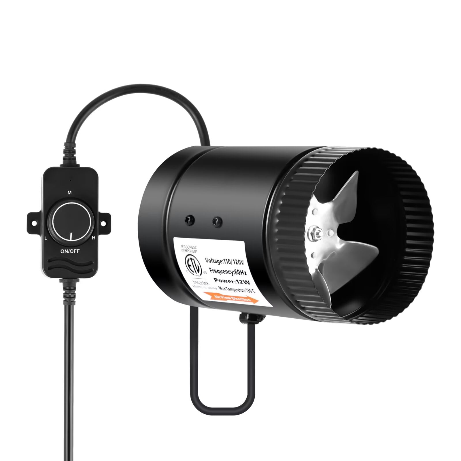 iPower 4 Inch Inline Booster Duct Fan with Speed Controller, 106 CFM ...