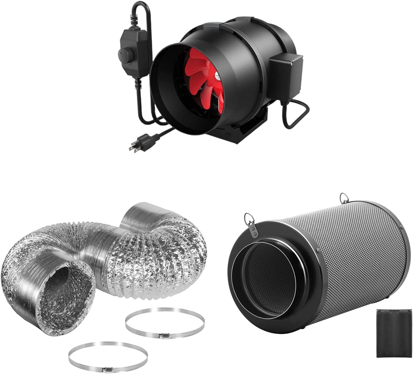 iPower 6 Inch 395 CFM Inline Exhaust Fan with Speed Controller, Air ...