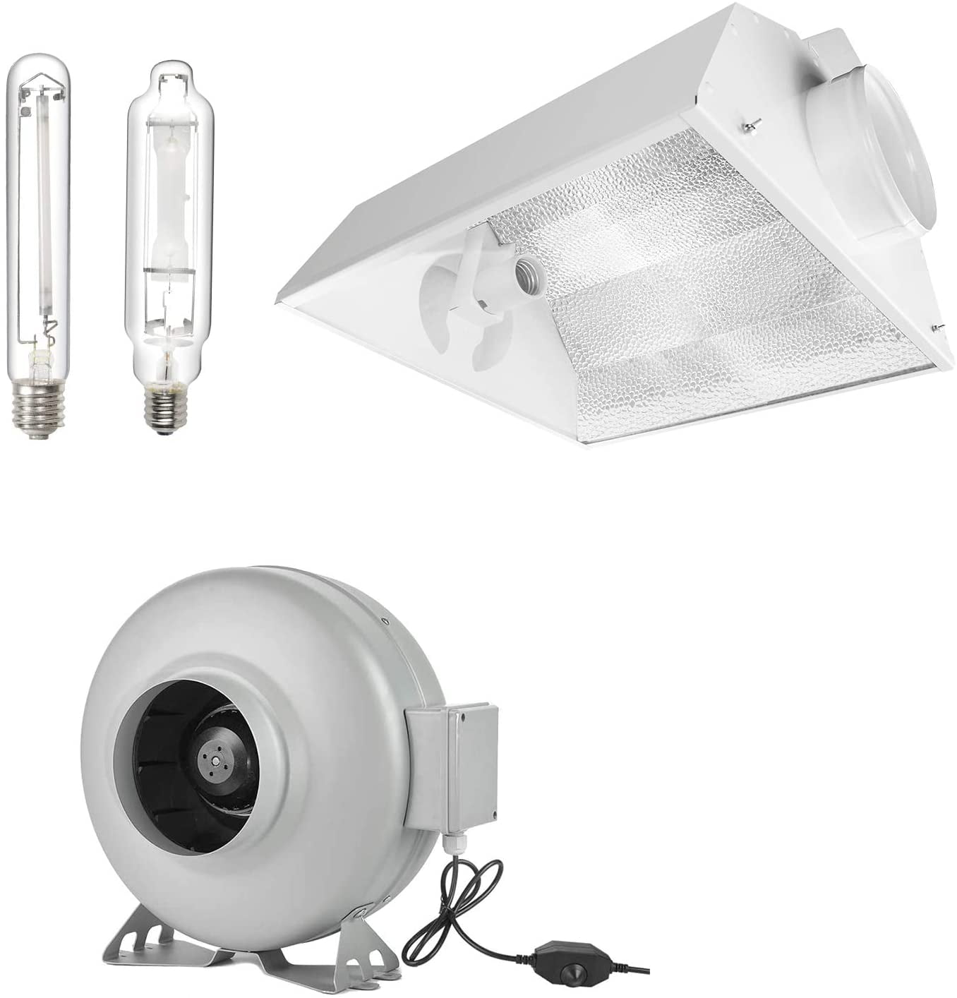 iPower 6 Inch Air Cooled Reflector 600W HPS MH Grow Light Bulb Combo 6 ...