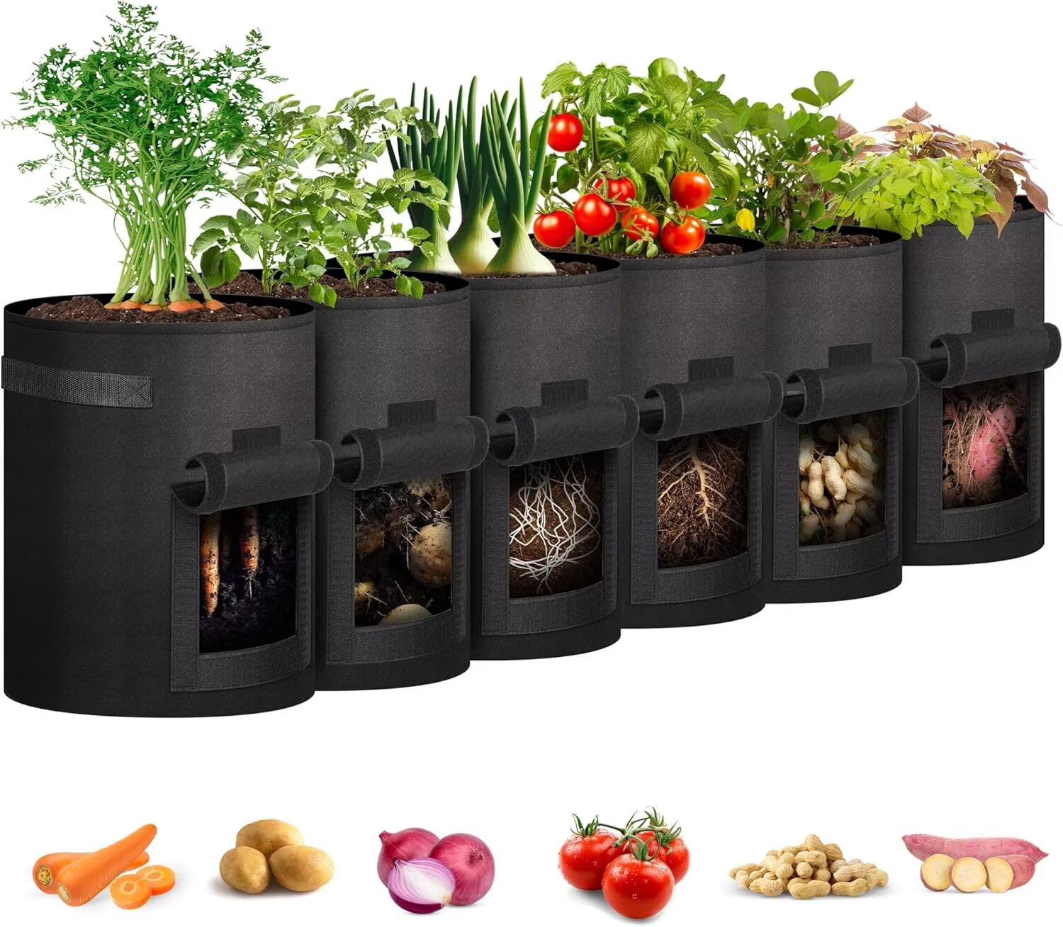 iPower 6-Pack 10-Gallon Potato Grow Bags Garden Vegetable Plant Pots ...