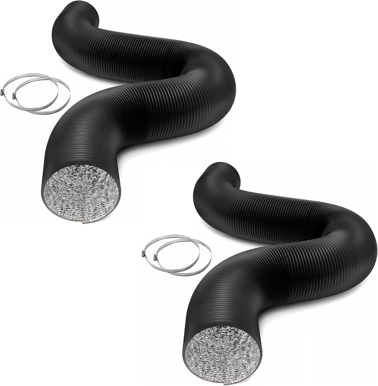 iPower 8 Inch 25 Feet Flexible Aluminum Ducting with 2 Clamps Included ...