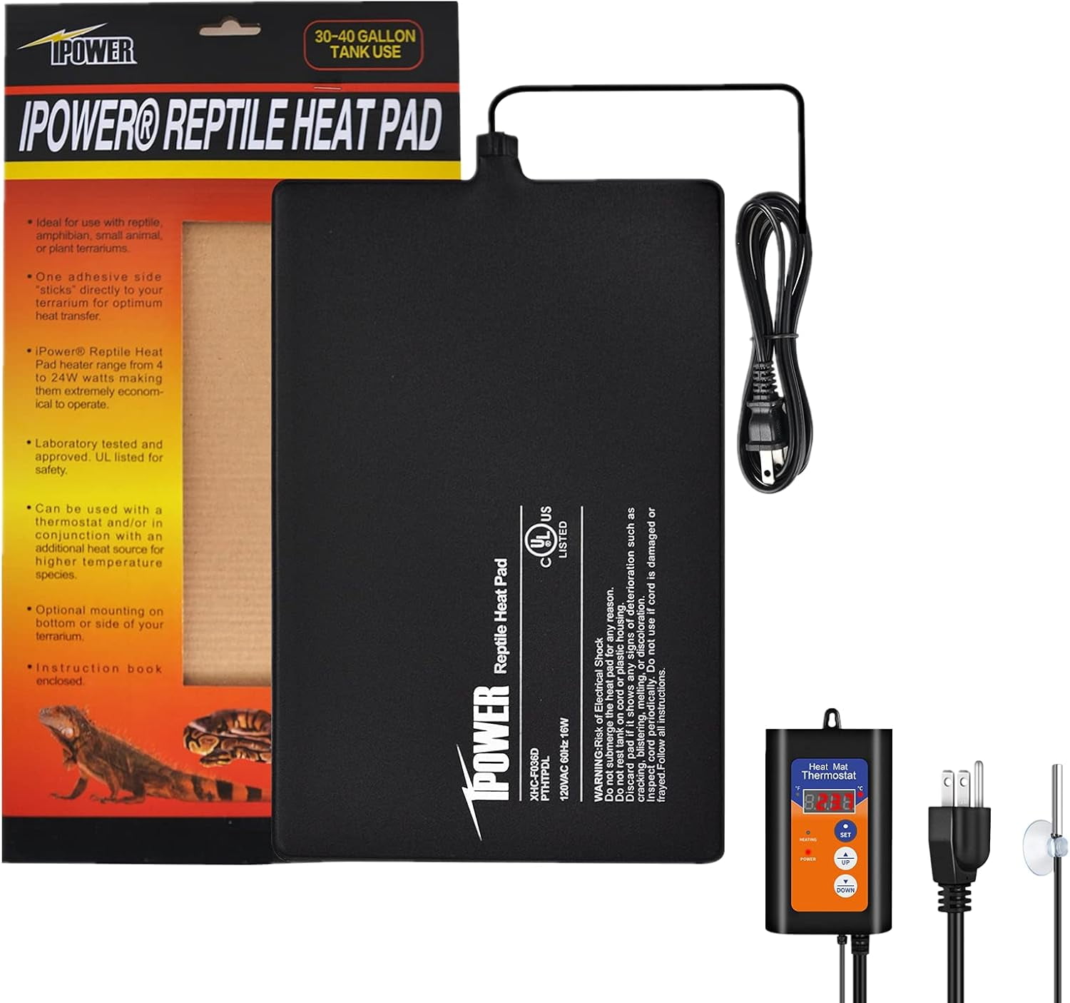 iPower 8" x 12" Reptile Heat Pad Under Tank Heater Terrarium Warmer ...