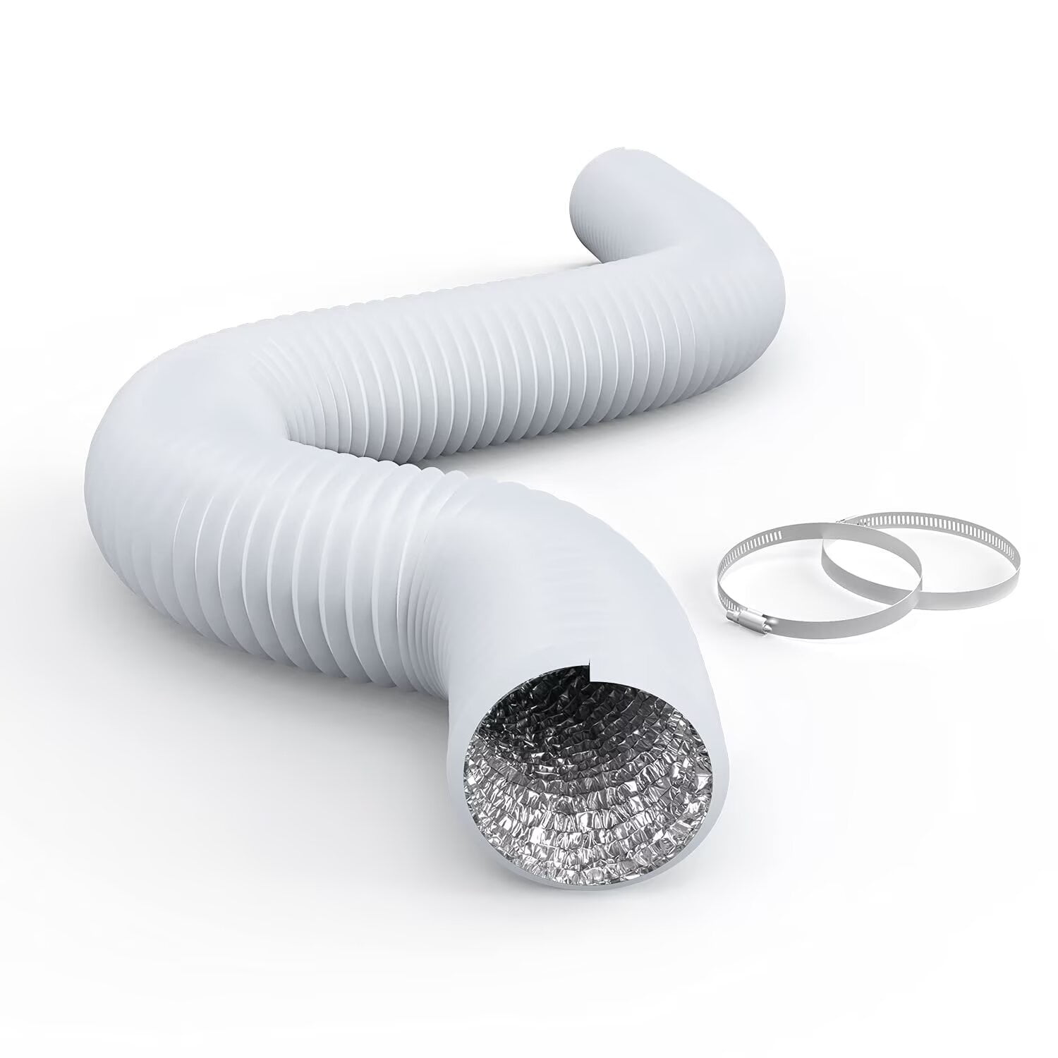 iPower 4 Inch 8 Feet Flexible Aluminum Ducting with 2 Clamps Included 4 ...