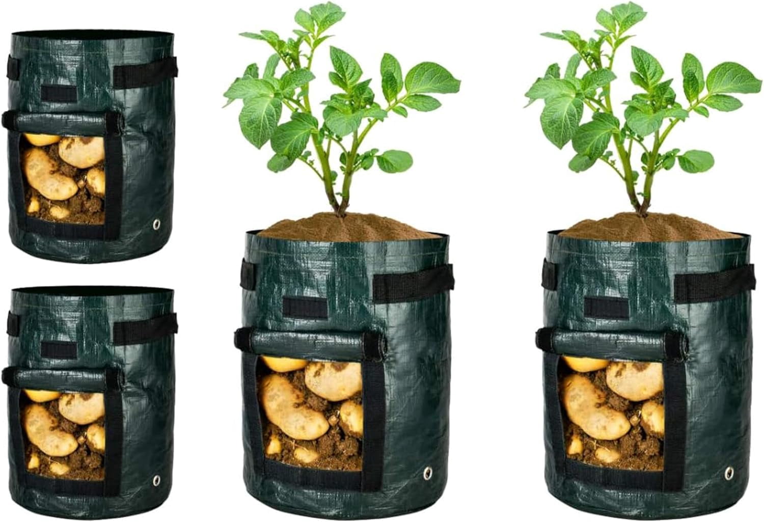 iPower Potato Grow Bags 10 Gallon 4 Pack with Flap, Sturdy Handles and ...