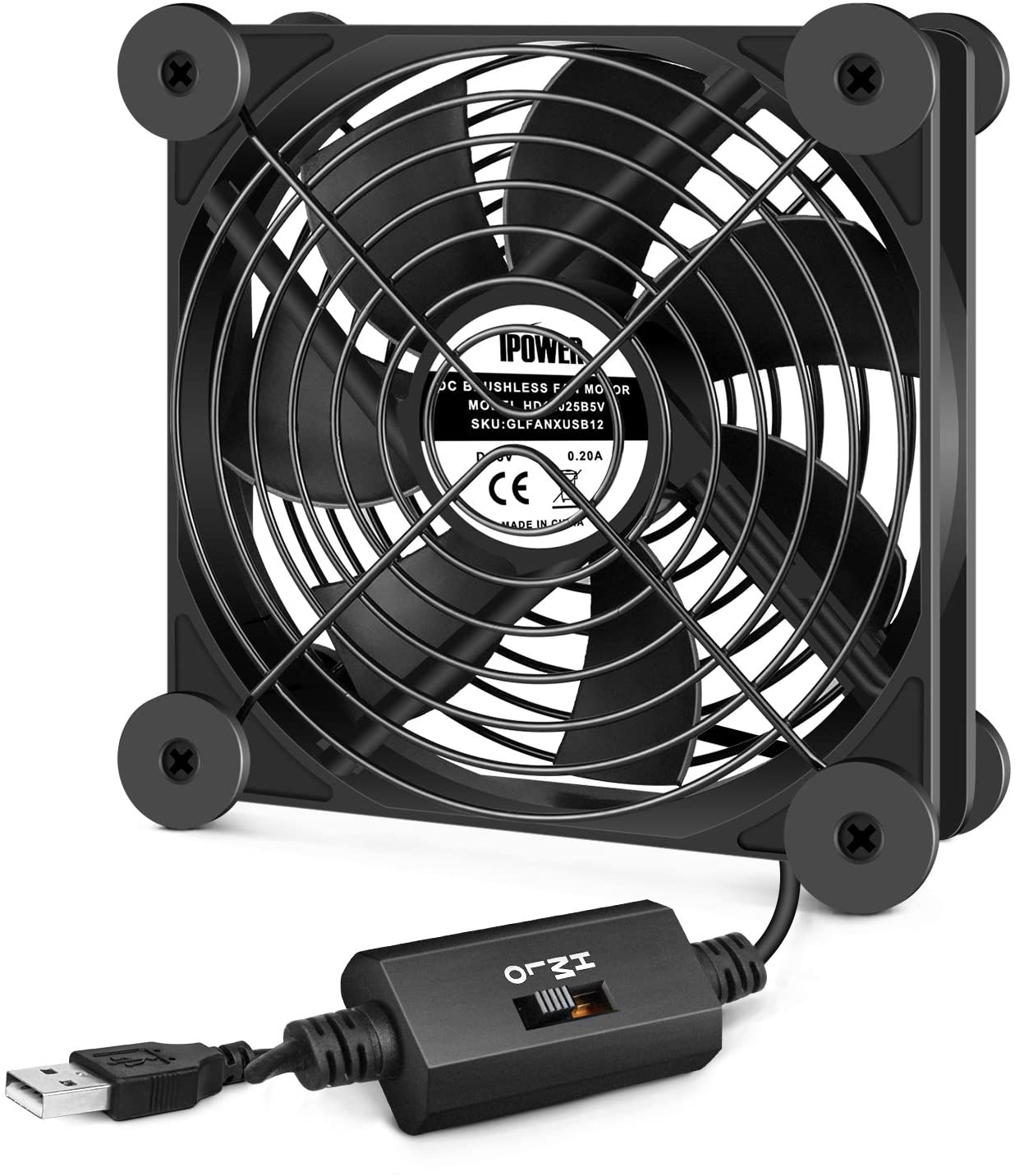 iPower Silent 120mm USB Fan with Speed Controller for Plant Stand Shelf ...