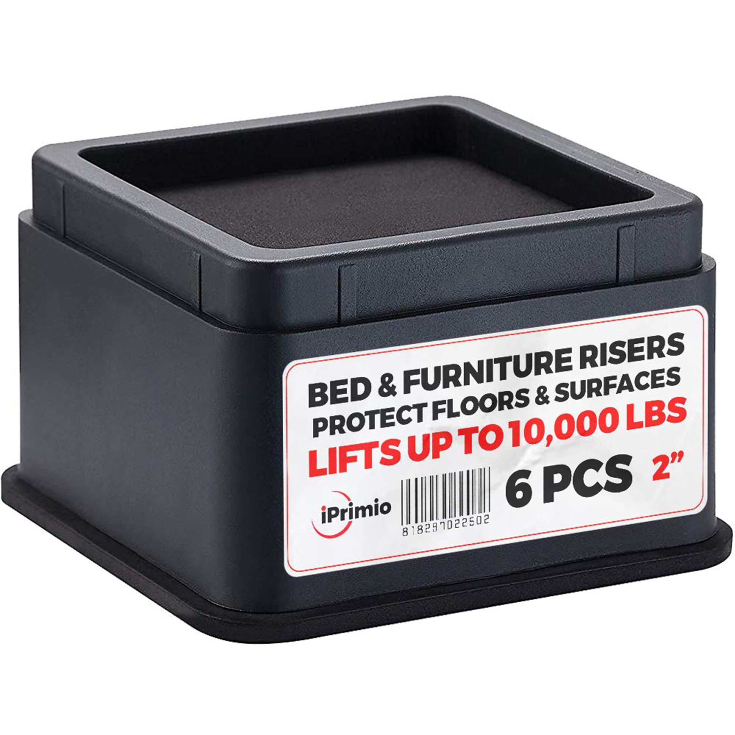 iPrimio Bed Risers 2 Inch - Square, 2 Inch Lift, Heavy Duty, 6 Pack, Up ...