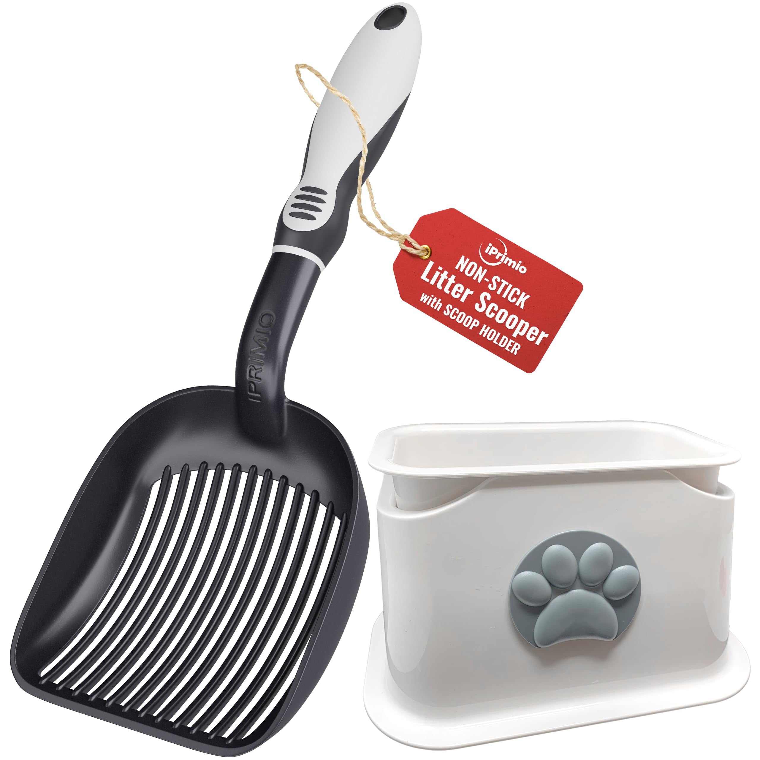 iPrimio Universal Cat Litter Scooper Holder & Black Litter Scooper ...