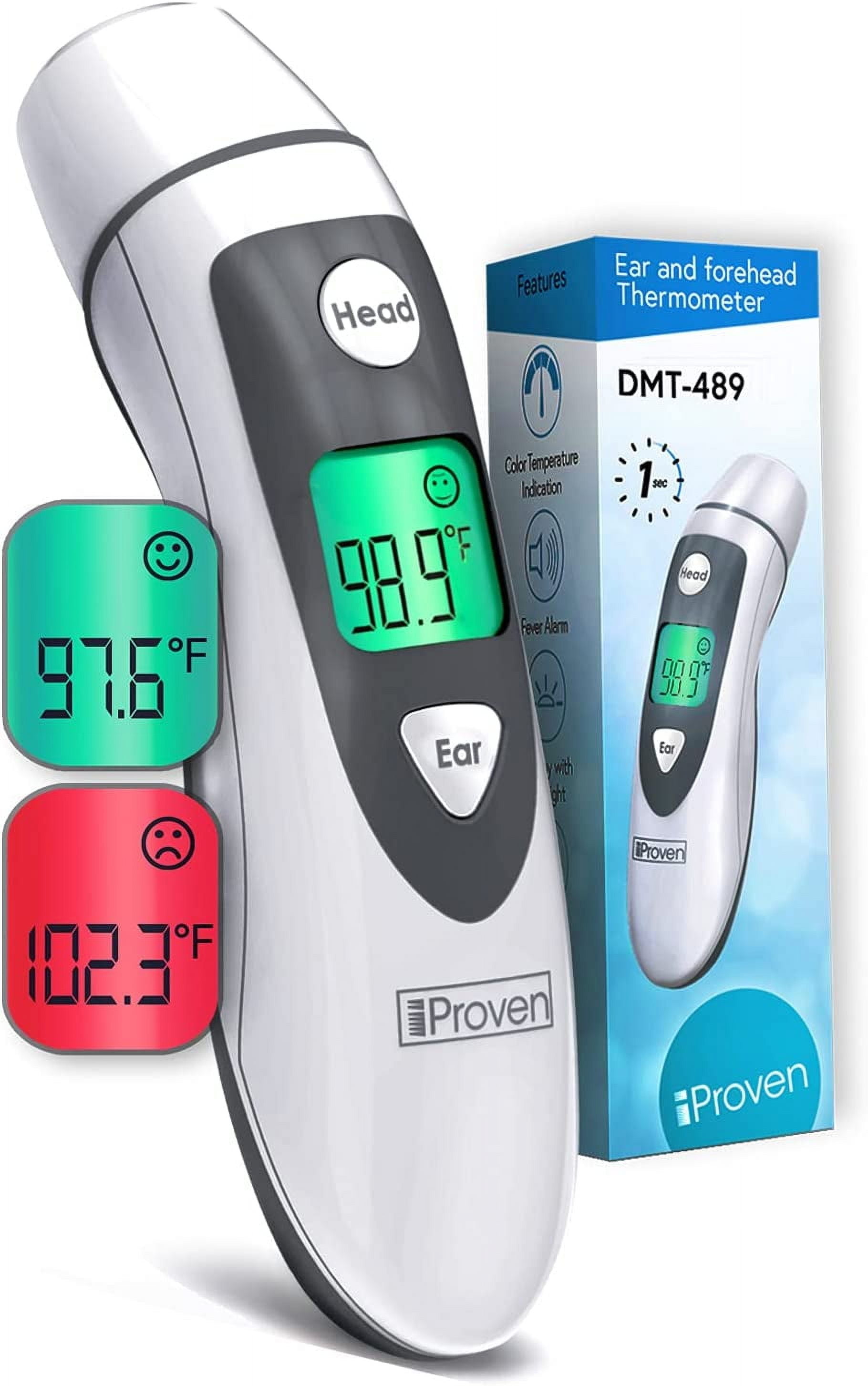 iProven Thermometer for Adults Forehead and Ear - Fever Alarm, 1 Second ...