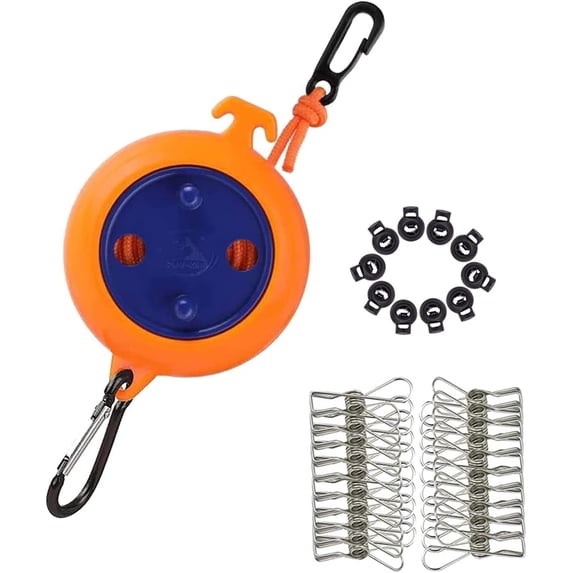 Portable 26ft Adjustable Travel Clothesline with Stoppers & Clothespins ...