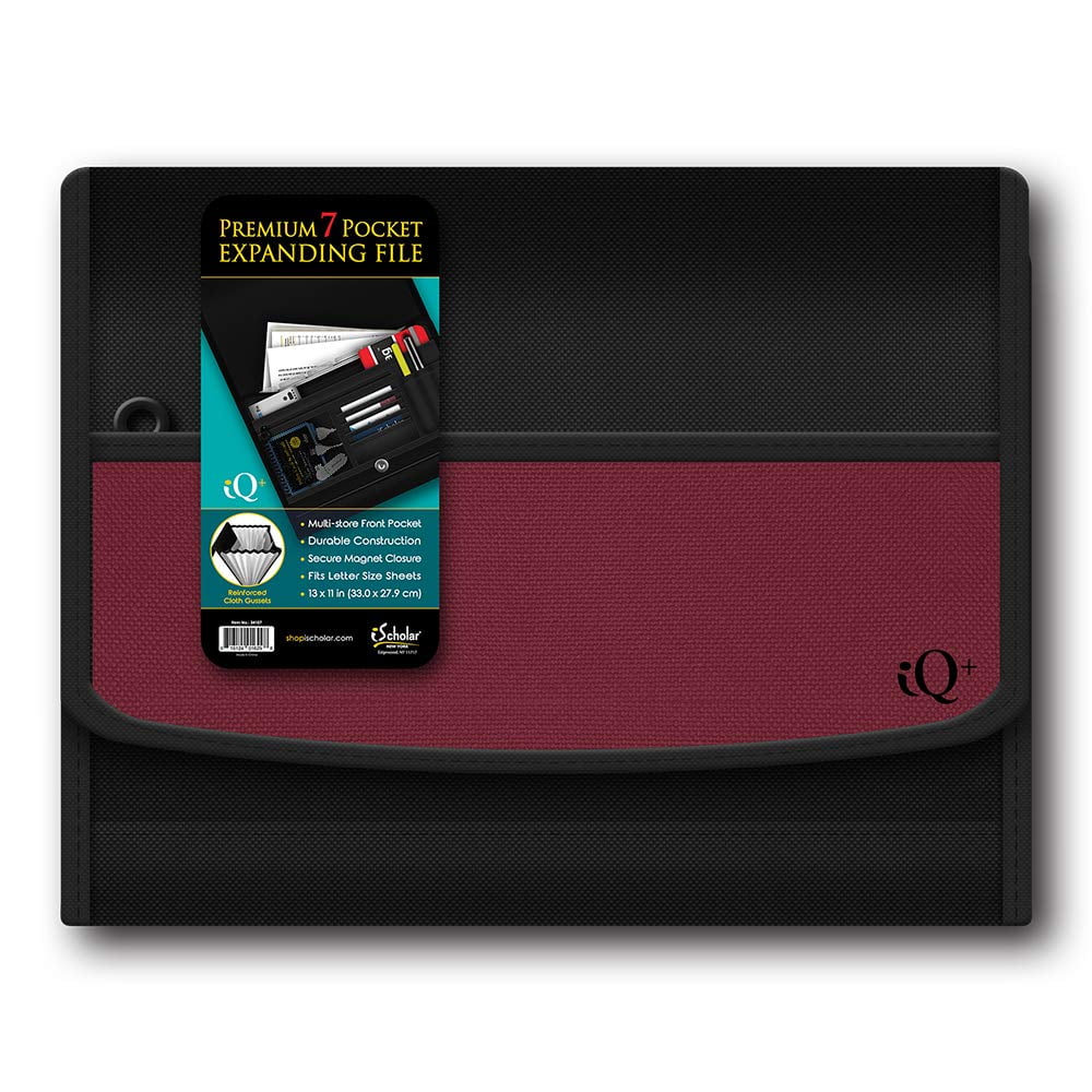 iQ Plus Premium 7 Pocket Fabric Expanding Folder, 13 x 10 Inches, Color ...