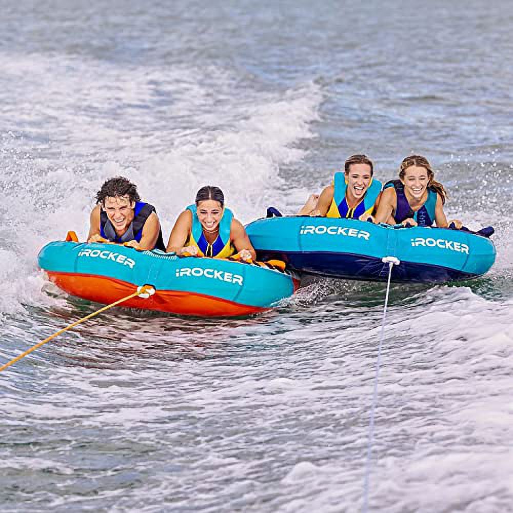 iROCKER Inflatable Boat Towable Tube for Watersports, Two Person Capacity, 2 Repair Patches ...