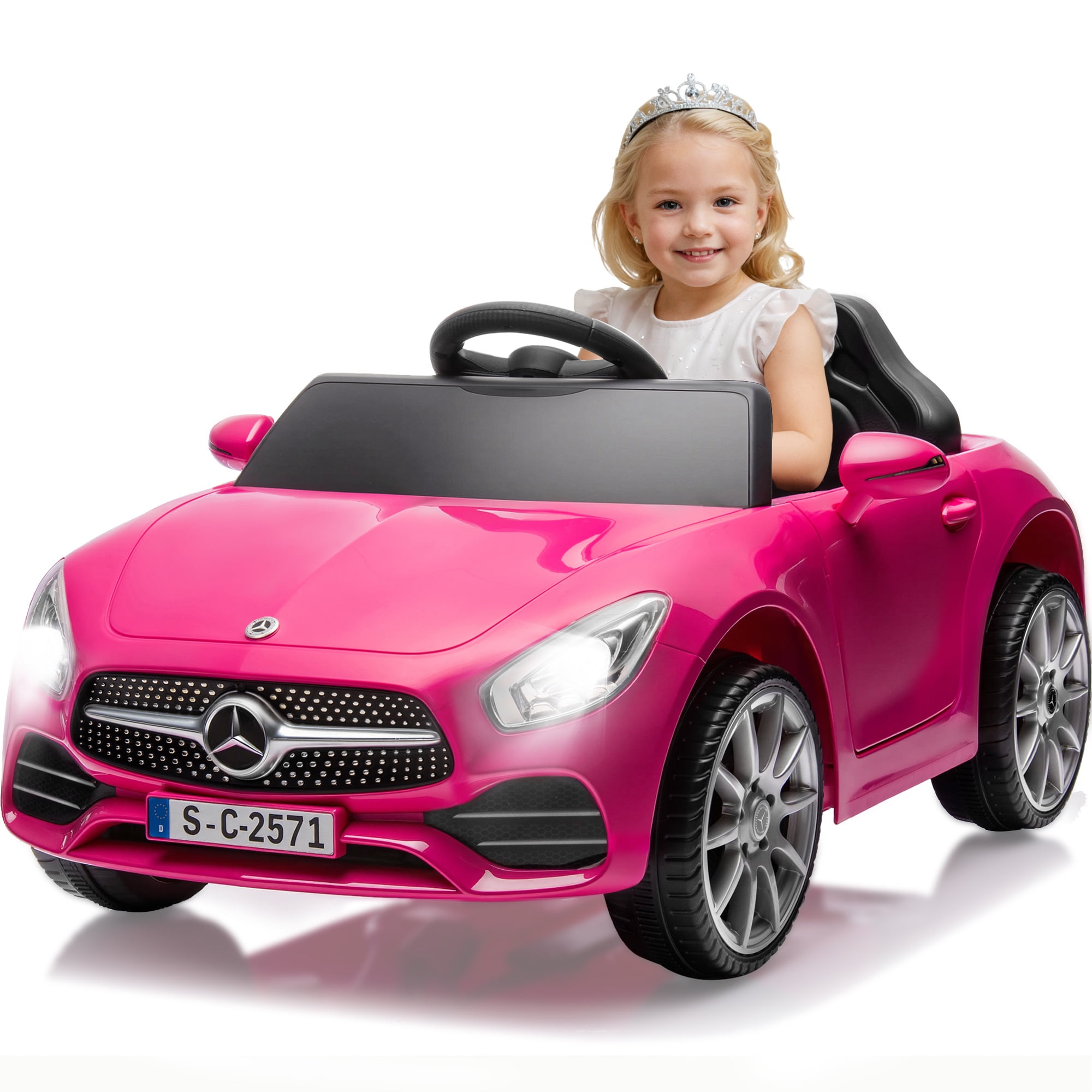 iRerts 12V Mercedes-Benz Ride On Car for Kids 3-6 Years, Pink, Battery ...