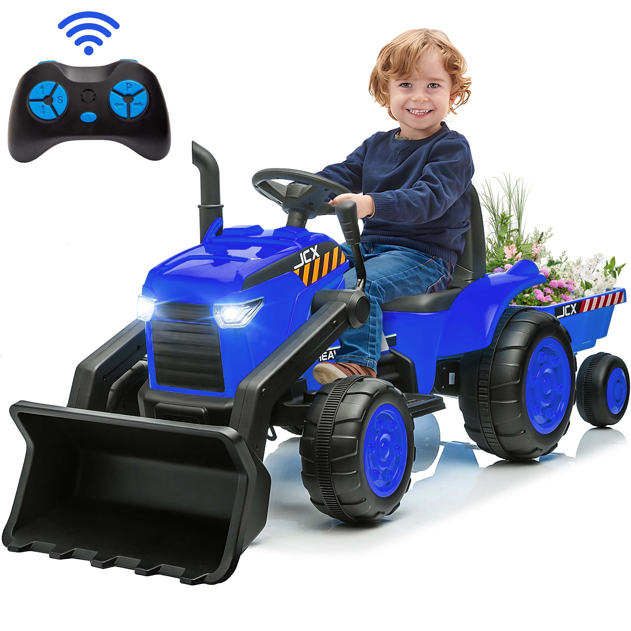 iRerts Ride on Toy Bulldozer, 12V Electric Ride on Car with Remote ...