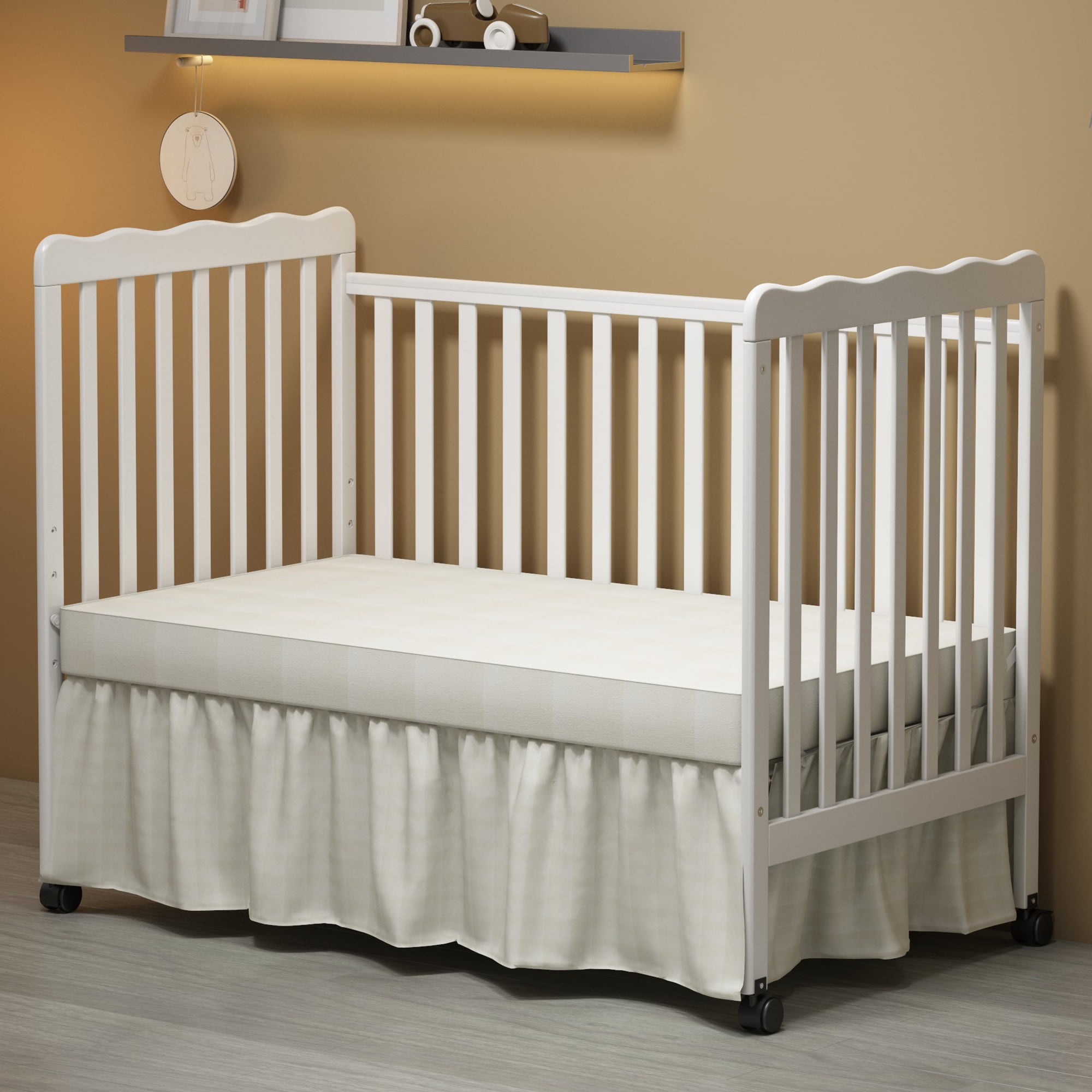 iRerts 3in1 Baby Convertible Crib with Locking Wheels and 4 Height ...