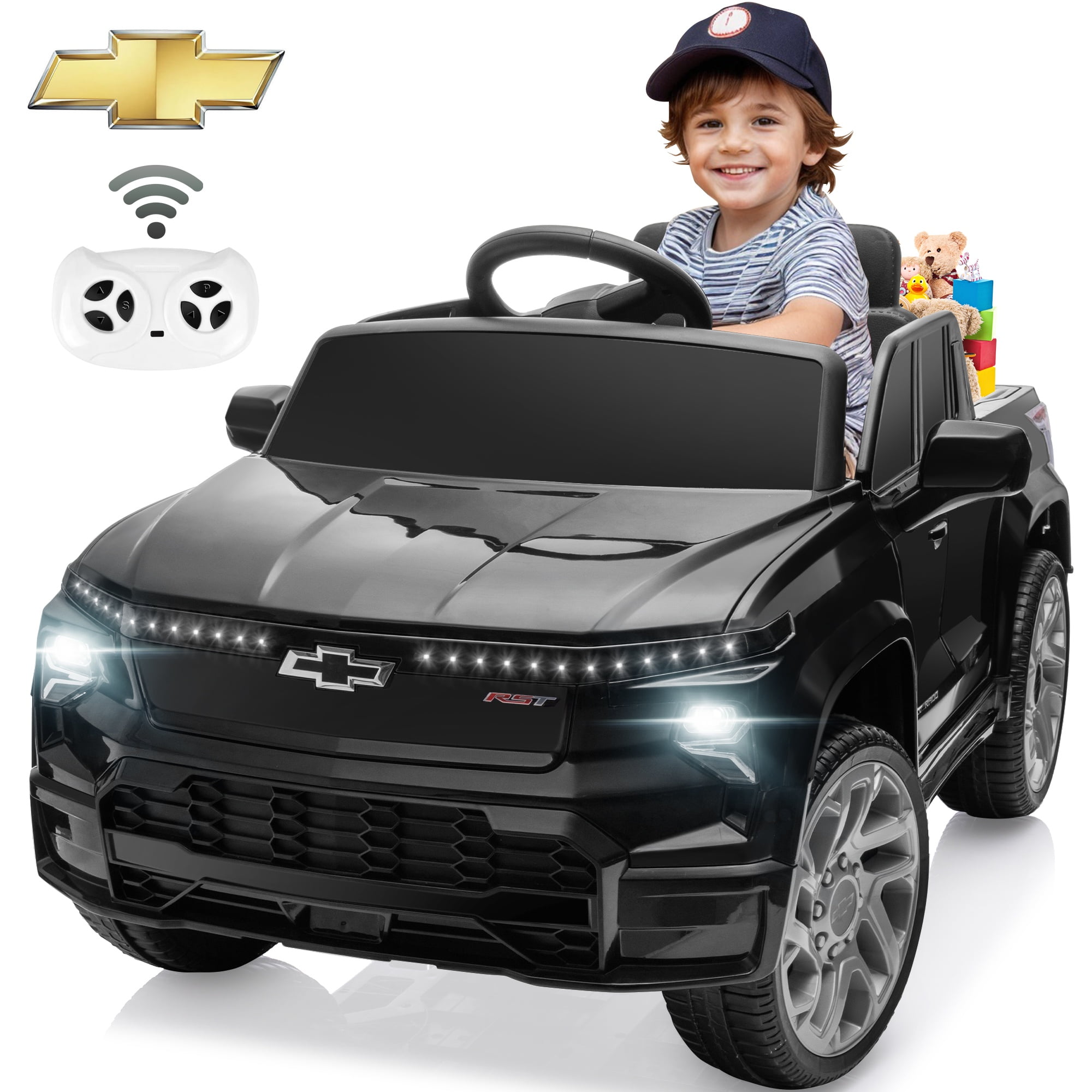 iRerts Black 12V Electric Ride on Car, Licensed Chevrolet Silverado EV ...