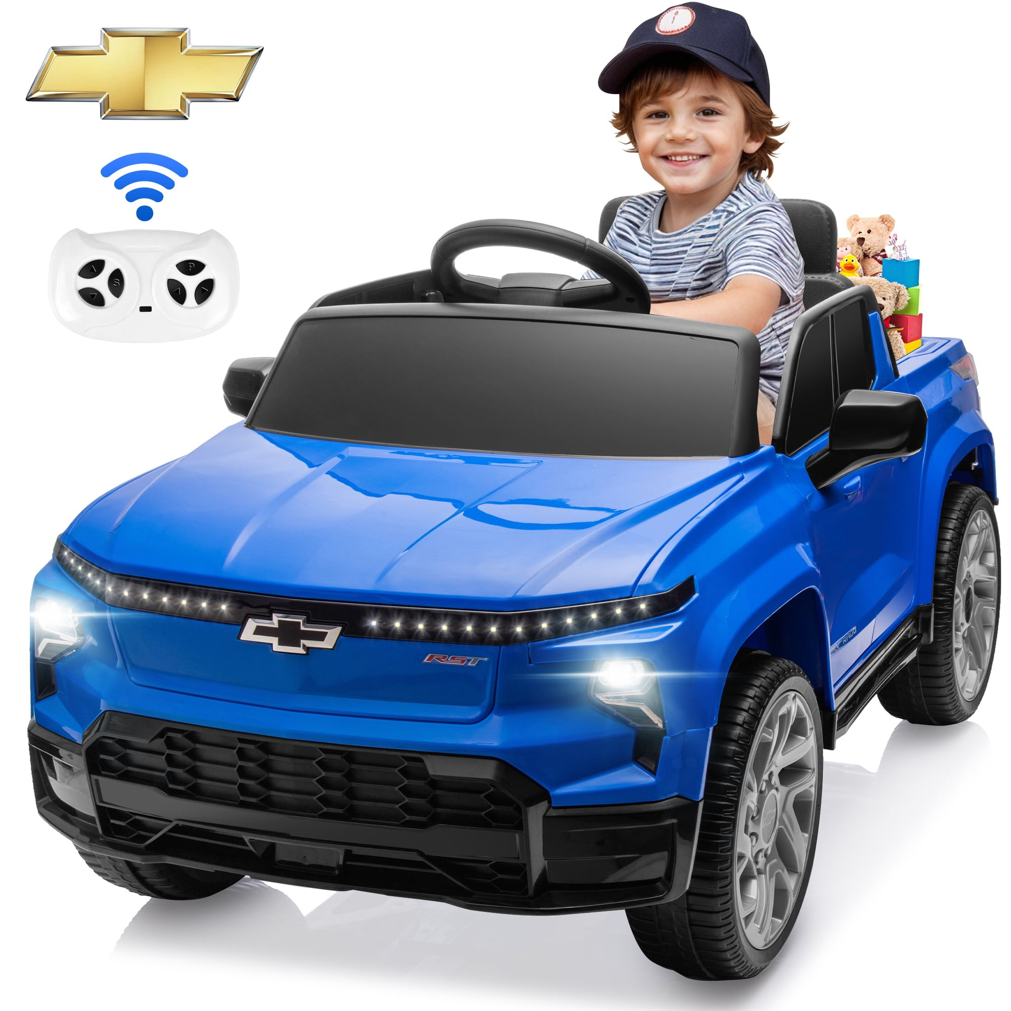 iRerts Blue 12V Electric Ride on Car, Licensed Chevrolet Silverado EV ...