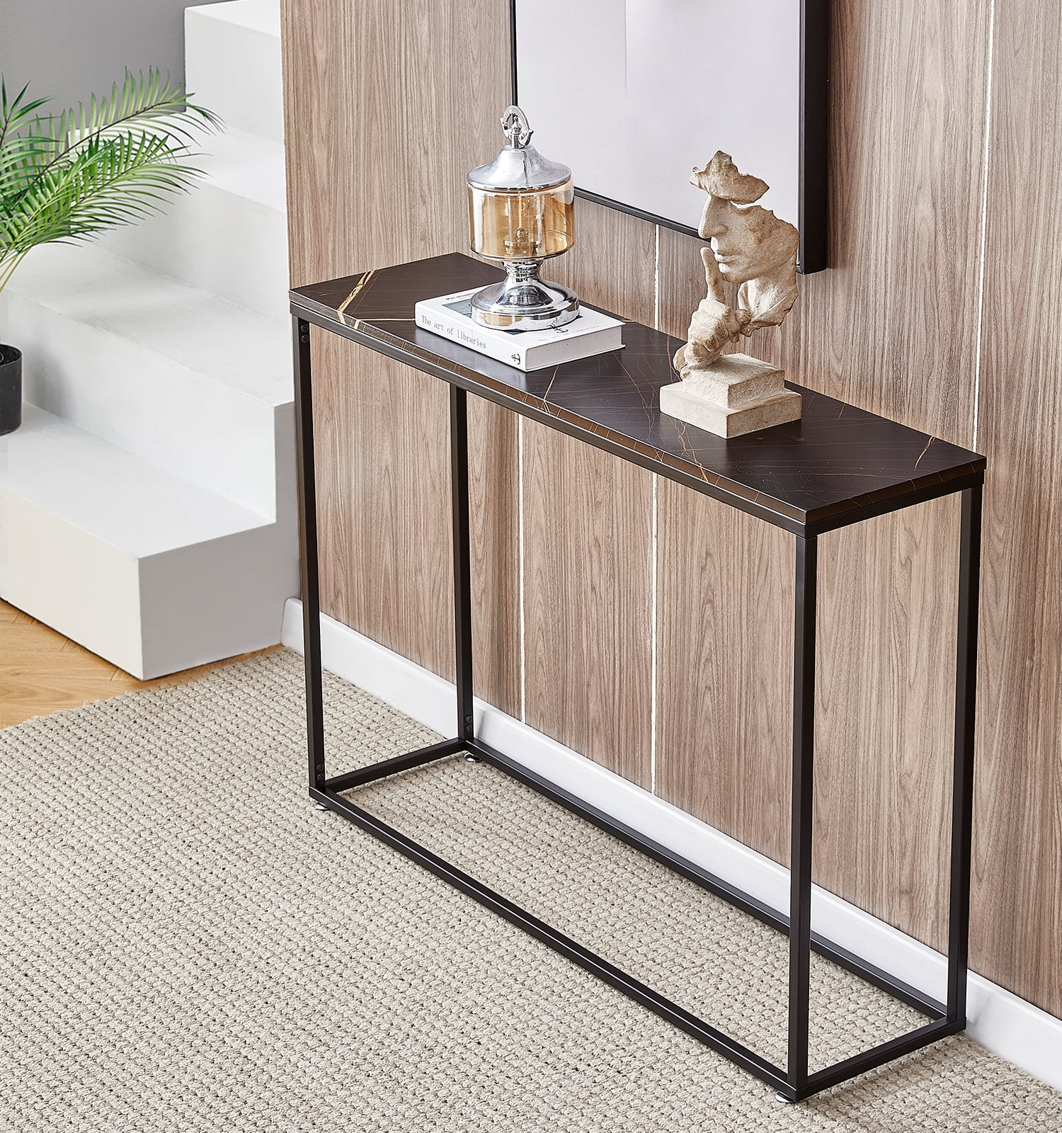 iRerts Entryway Table, Narrow Console Table Hallway Table with Metal ...