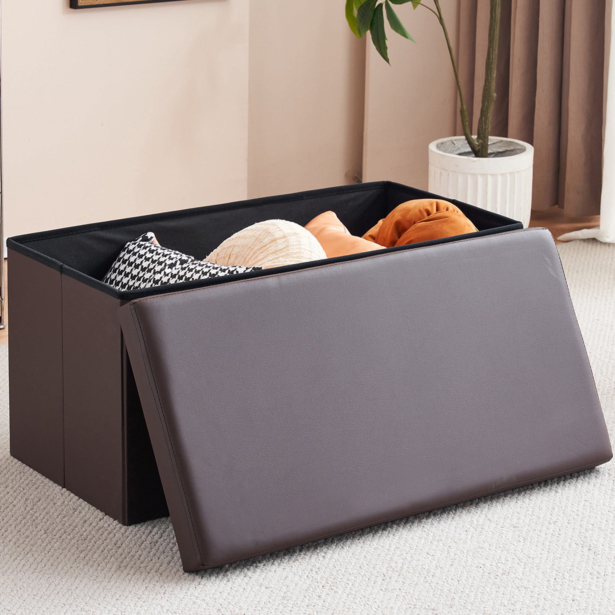 iRerts Folding Storage Ottoman Bench, 30 Inches Bedroom Bench with ...