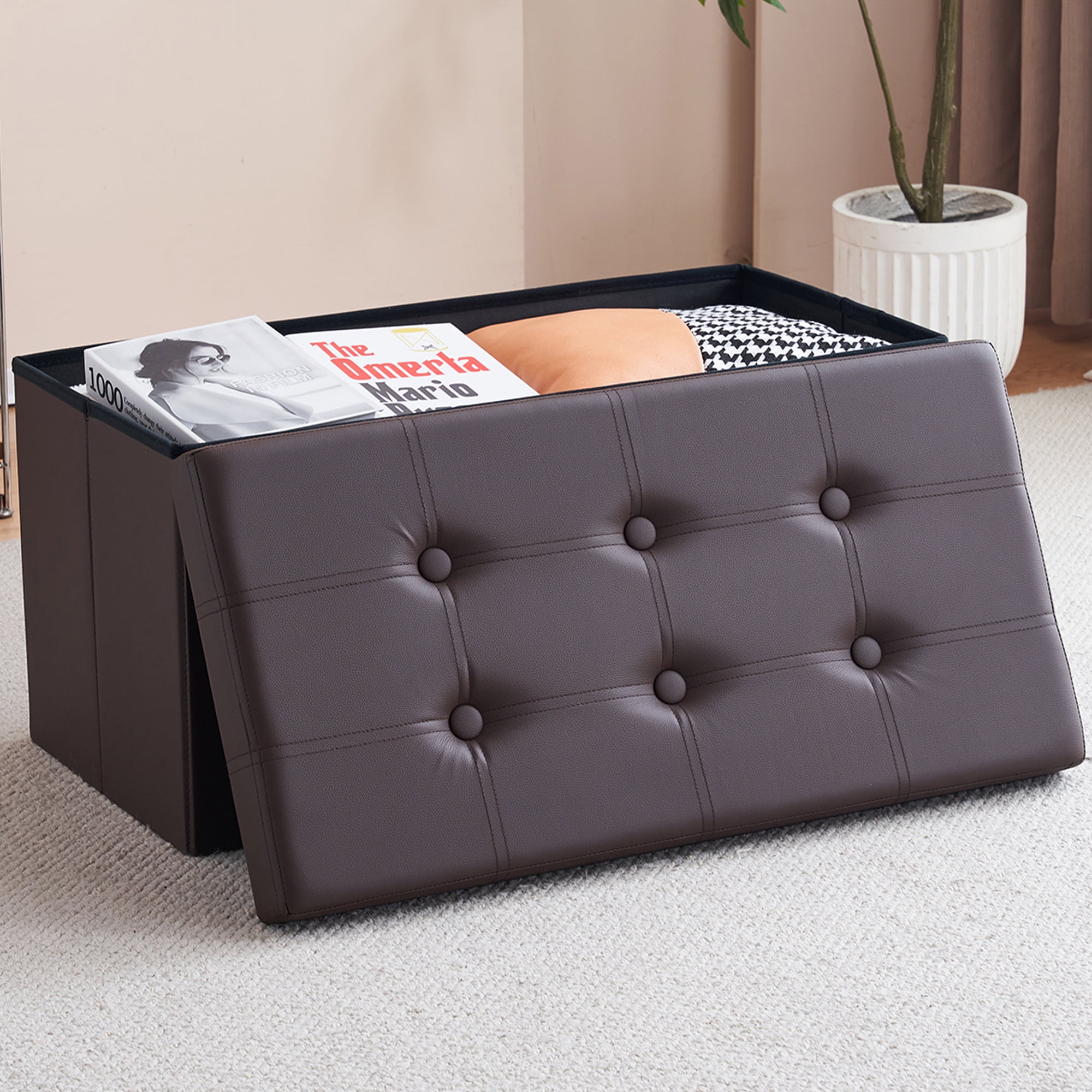 iRerts Folding Storage Ottoman Bench, 30 Inches Bedroom Bench with ...
