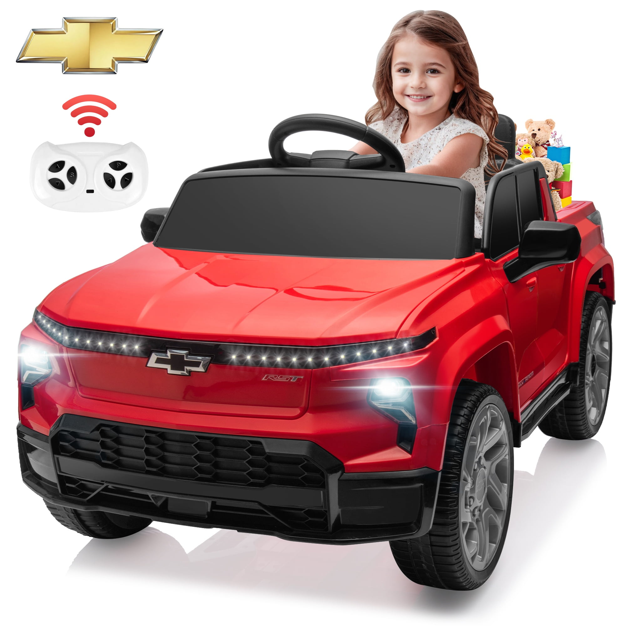 iRerts Red 12V Electric Ride on Car, Licensed Chevrolet Silverado EV ...