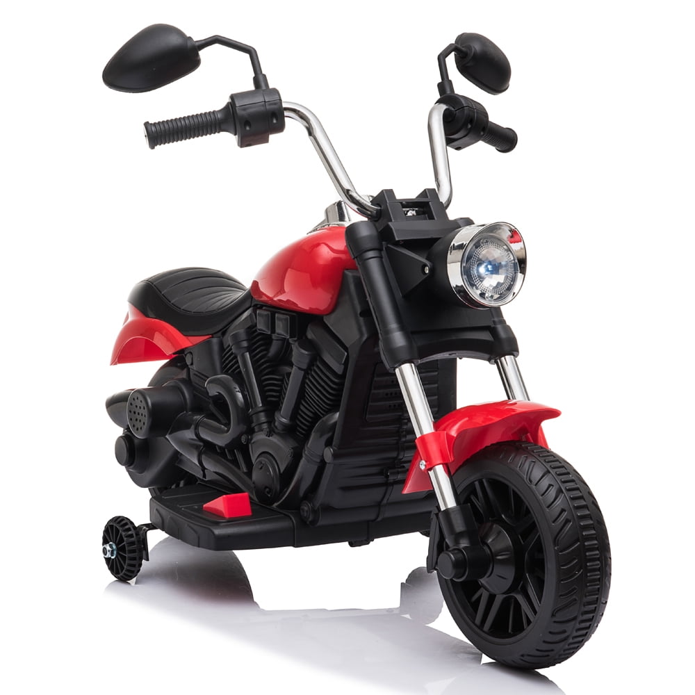 iRerts Red 6V Battery Powered Ride on Motorcycle with Training Wheels ...