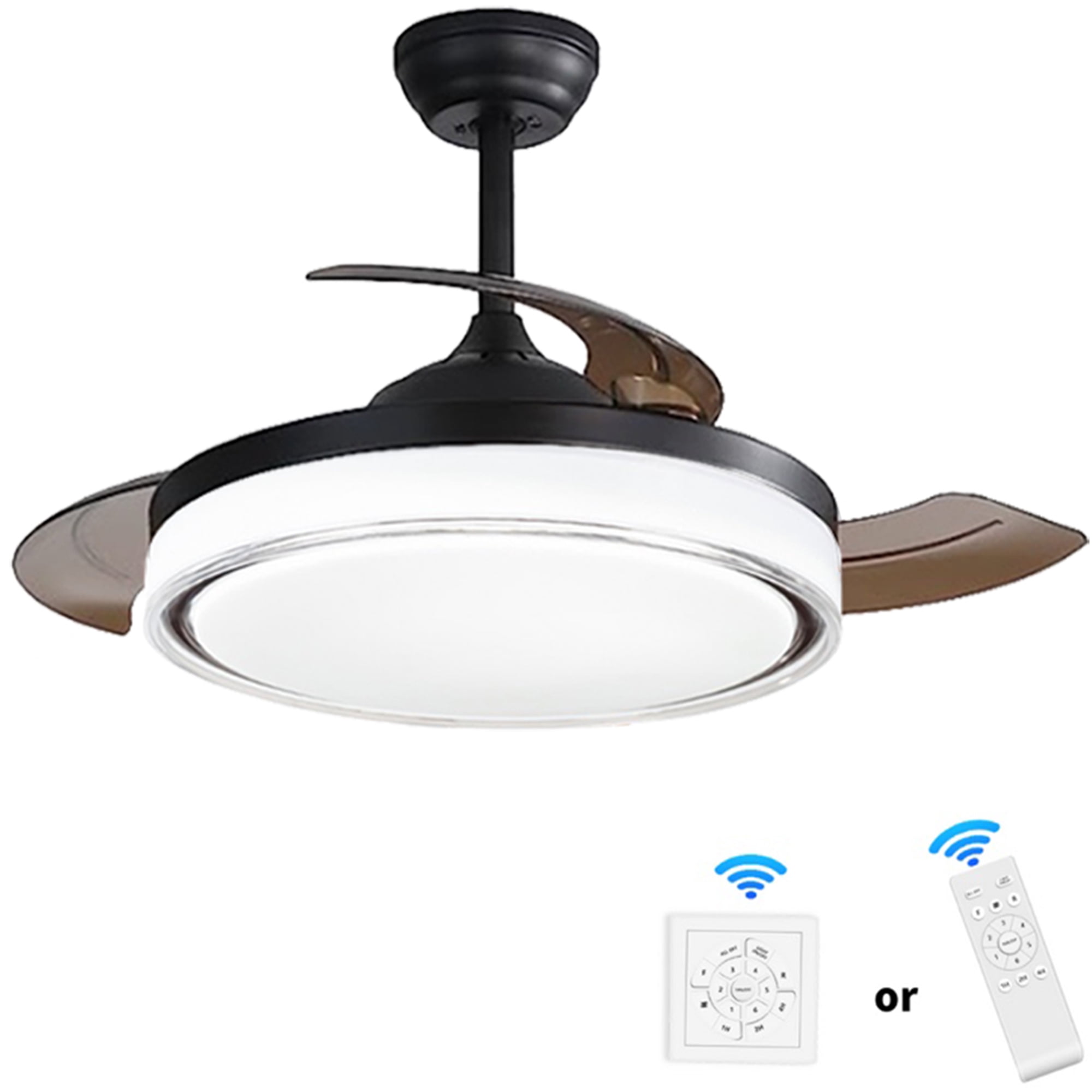 iRerts Retractable Ceiling Fan, 42 Inch Ceiling Fan with Lights Remote ...