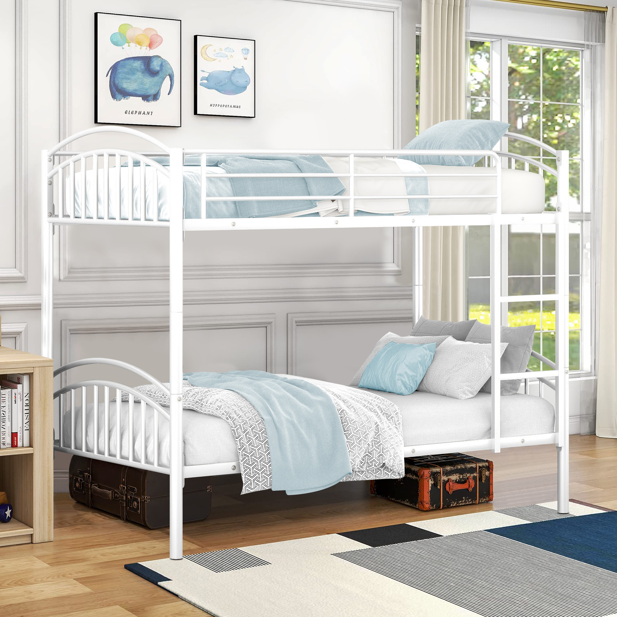 iRerts Twin Bunk Beds, Heavy Duty Twin Over Twin Metal Bunk Bed ...