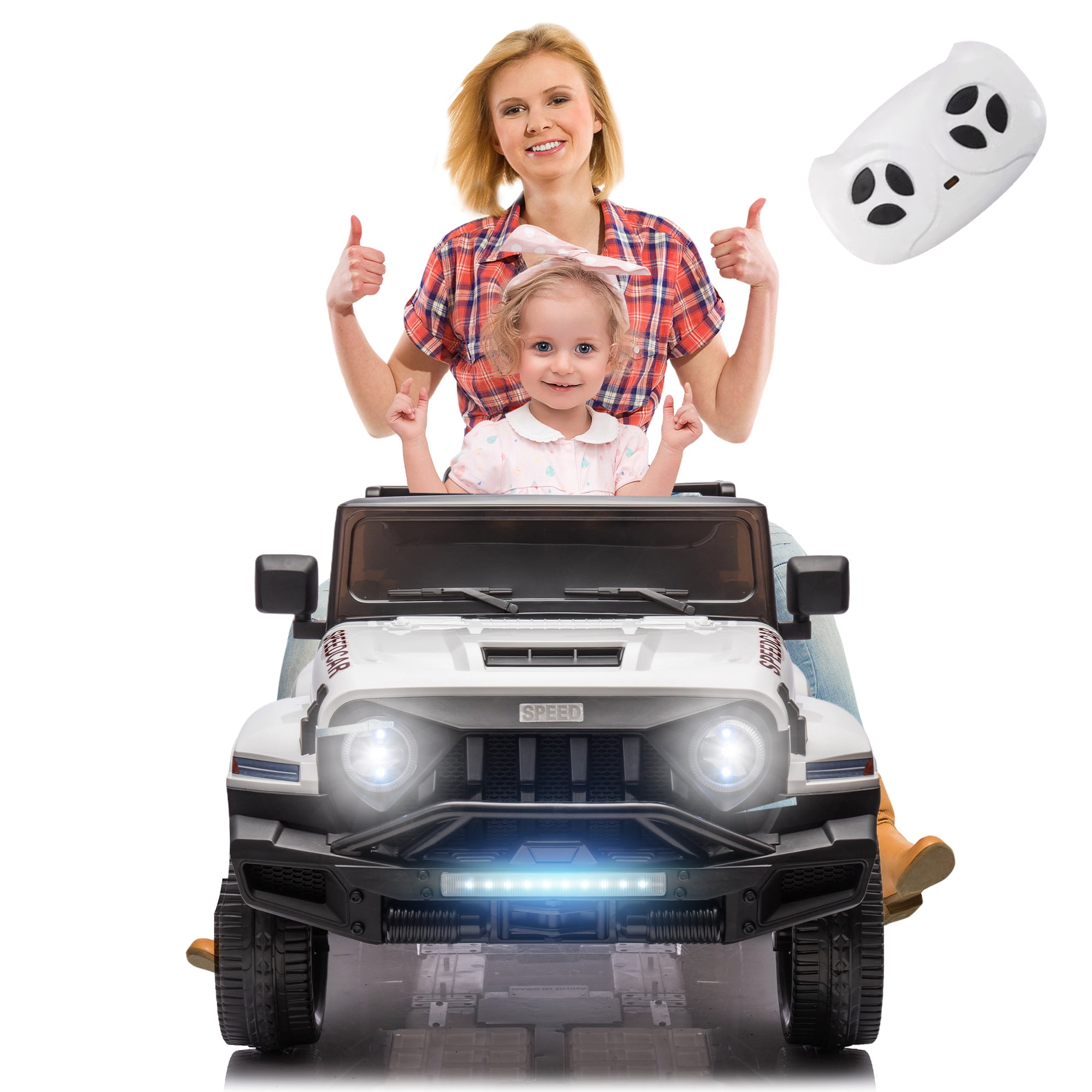 iRerts White 24V Battery Powered Ride on Cars with Remote Control, Ride ...