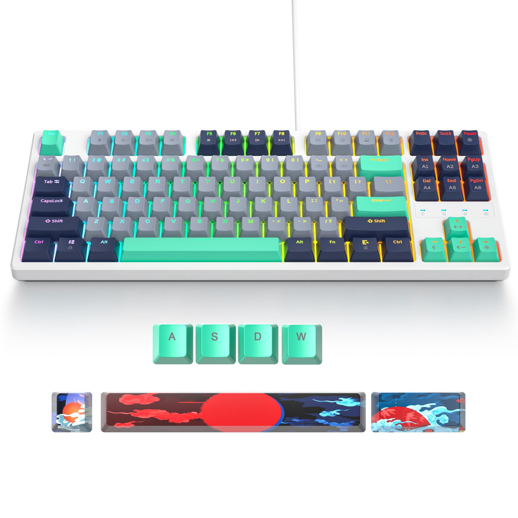 iRoboosta 75% Percent Mechanical Gaming Keyboard, 87 Keys TKL RGB ...
