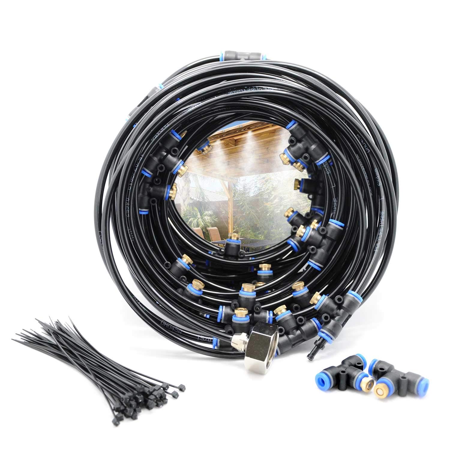 iRuiZhe Misting Cooling System Kit 75.5FT(23M) Misting Line DIY Outdoor ...