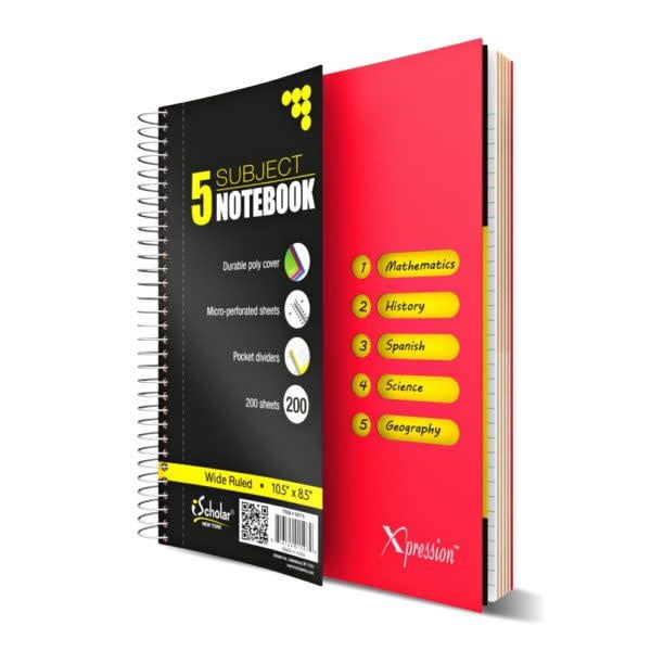 iSCHOLAR XPRESSION 5 Subject Poly-Cover Spiral Notebook - Wide Ruled ...