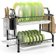 iSPECLE Adjustable 2-Tier Stainless Steel Dish Drainer, Multifunctional ...