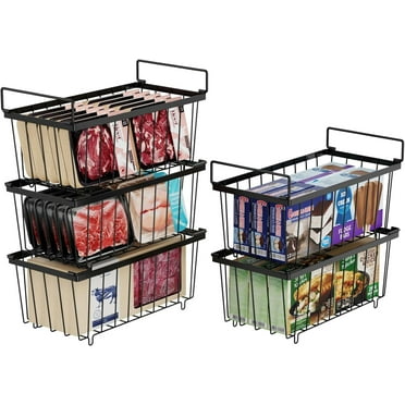 iSPECLE Chest Freezer Organizer Bins - 4 Pack Small Stackable Freezer ...