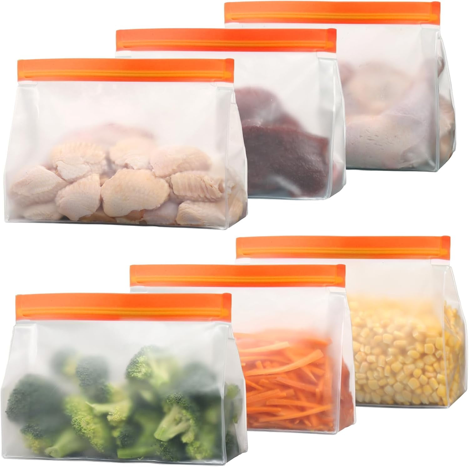 iSPECLE Reusable Gallon Freezer Bags - 6 Pack Freezer Bags BPA-Free ...