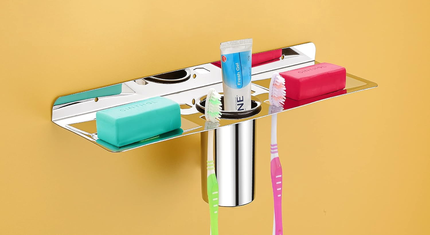 iSTAR 4in1 Stainless Steel WallMounted Double Soap Dish with Toothbrush ...