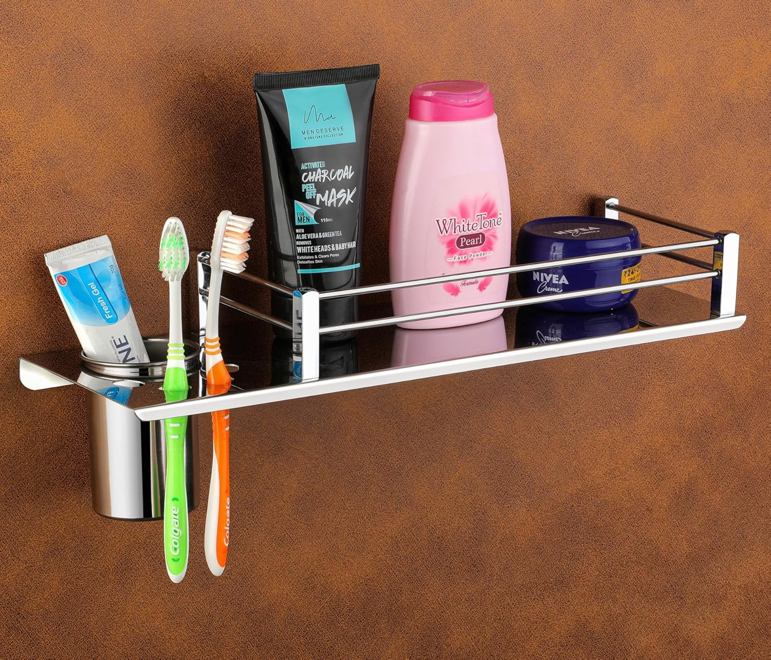 iSTAR Stainless Steel 3in1 Bathroom Shelf Rack With Toothbrush and ...