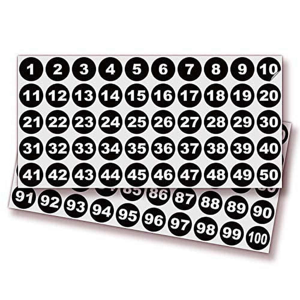 iSYFIX Black Consecutive Number Stickers â€“ 1 to 100, 1-inch, 1 Set â ...