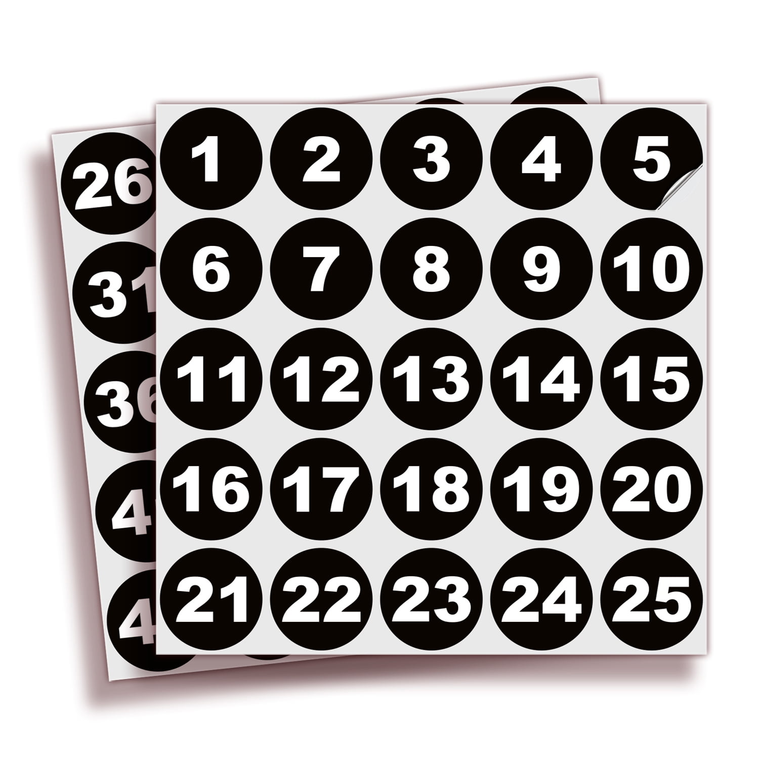 iSYFIX Black Consecutive Number Stickers – 1 to 50, 1.5-inch, 1 set – Vinyl Black Self Adhesive ...