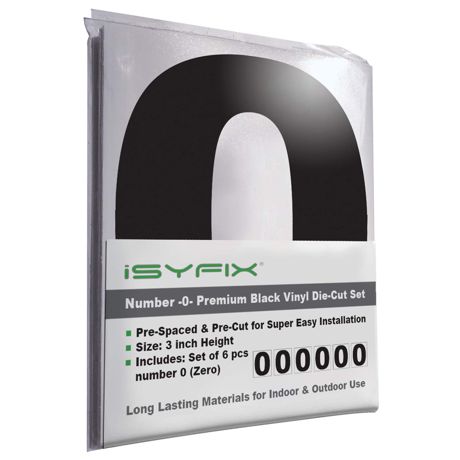 iSYFIX Black Vinyl Number 4 (Four) Stickers - 6 Pack 3 inch Self ...