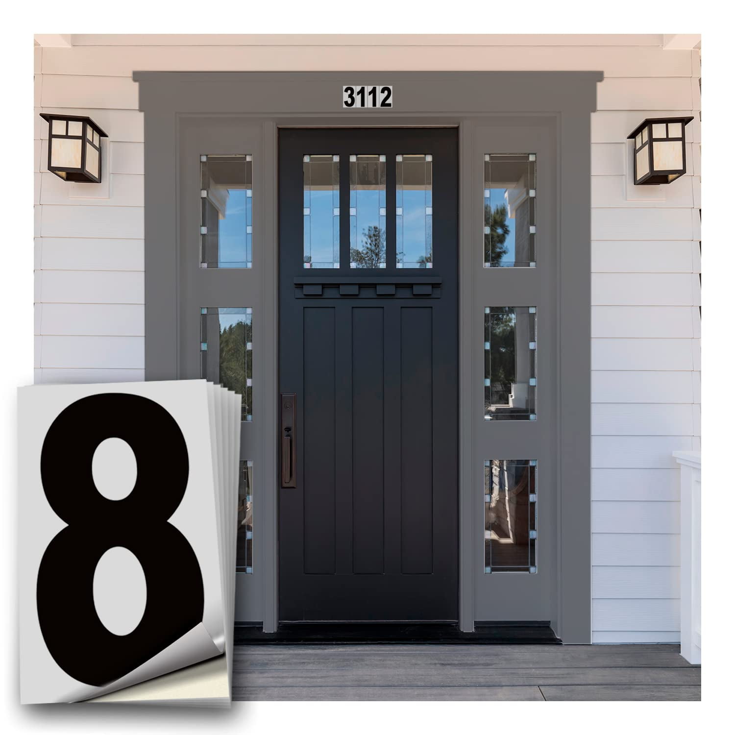 iSYFIX Black Vinyl Number 8 (EIGHT) Stickers - 6 Pack 5 inch - Premium ...