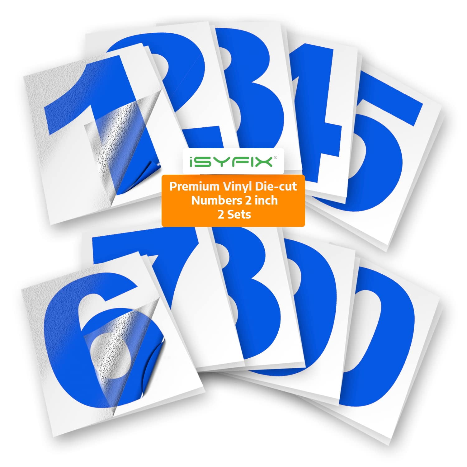 iSYFIX Blue Vinyl Numbers Stickers – 2 Inch Self Adhesive (2 Sets ...