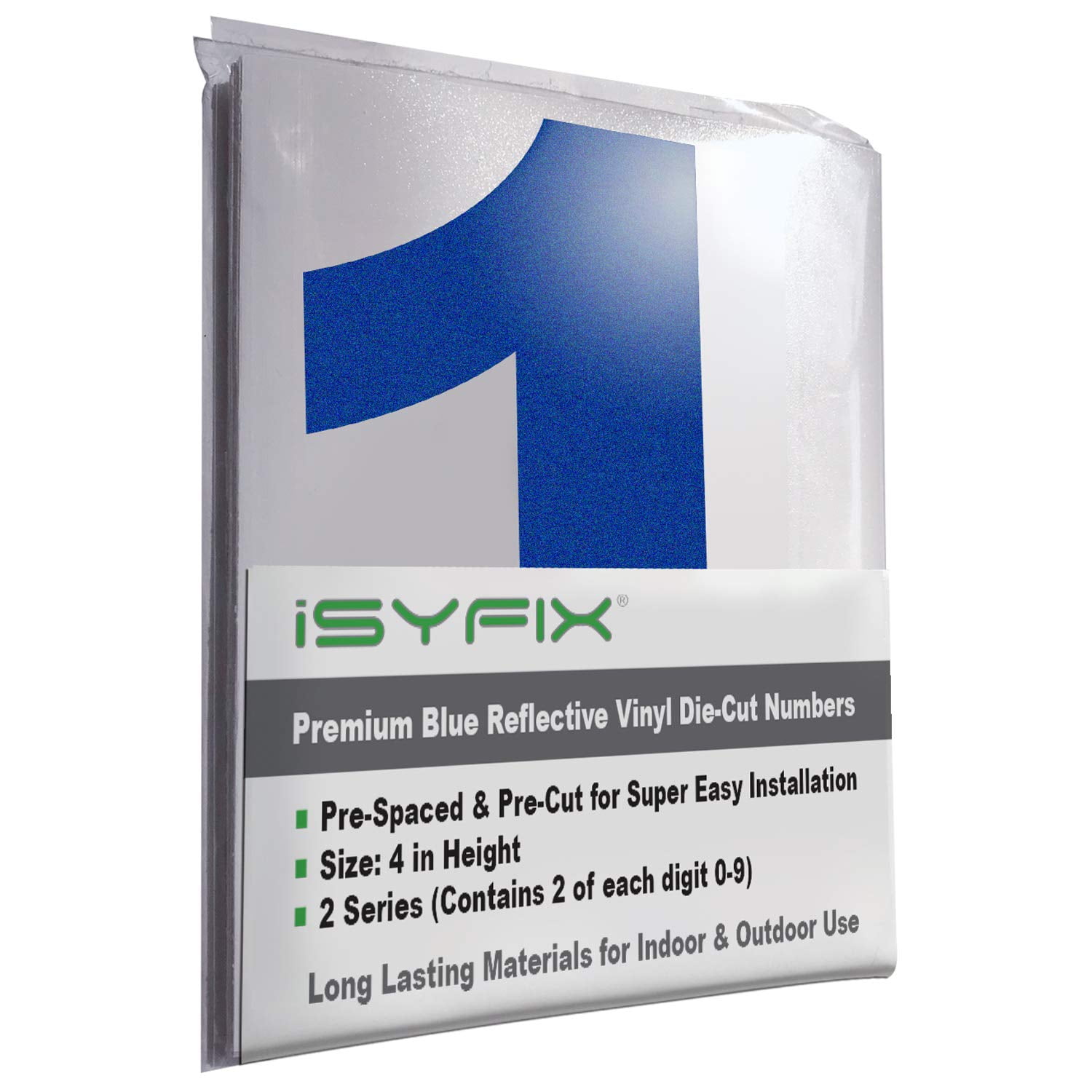 iSYFIX Blue Vinyl Numbers Stickers Reflective - Pre-Spaced, for Mailbox ...