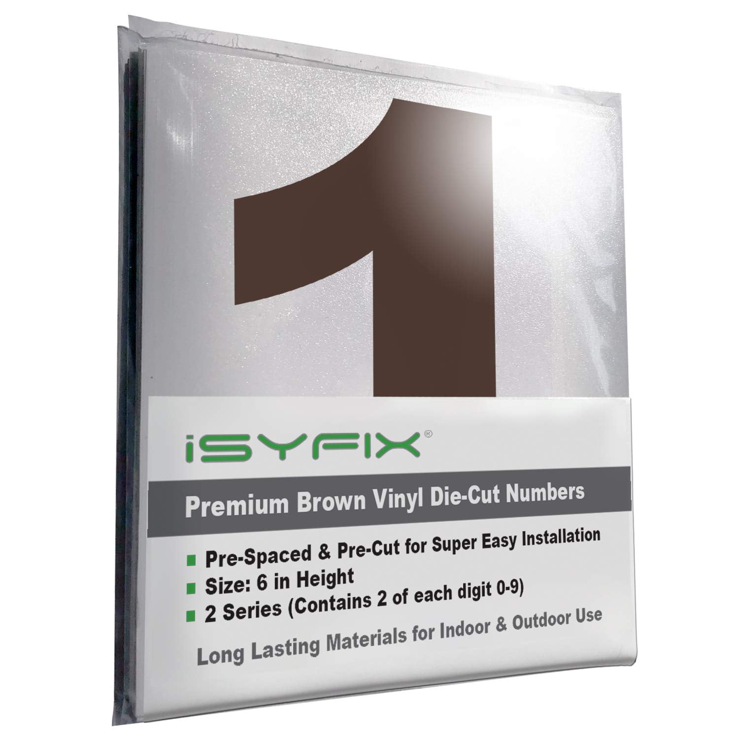iSYFIX Brown Vinyl Numbers Stickers - 6 Inch Self Adhesive 2 Sets ...