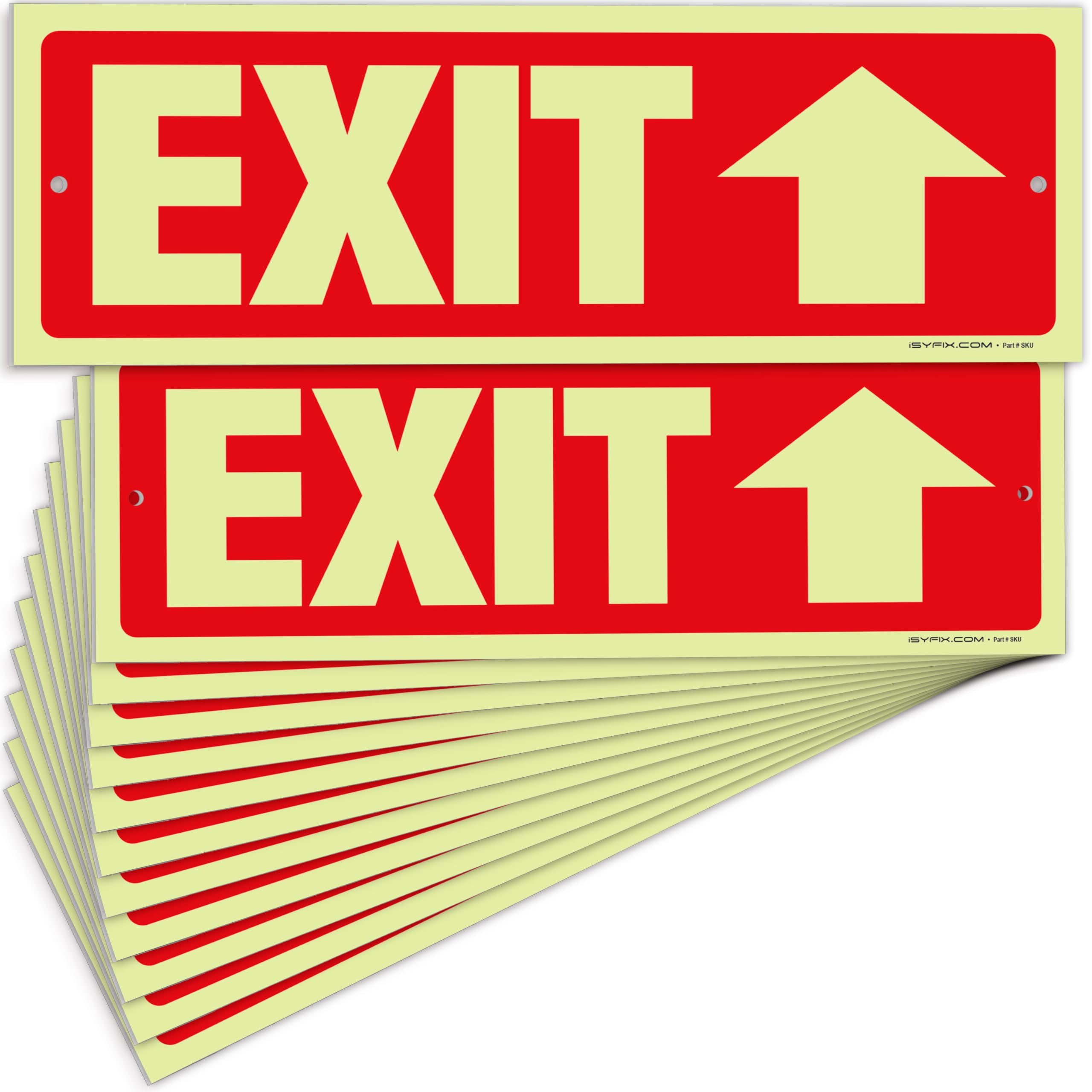 iSYFIX Exit Signs with Directional Up Arrow - 12 Inch Glow in the Dark ...