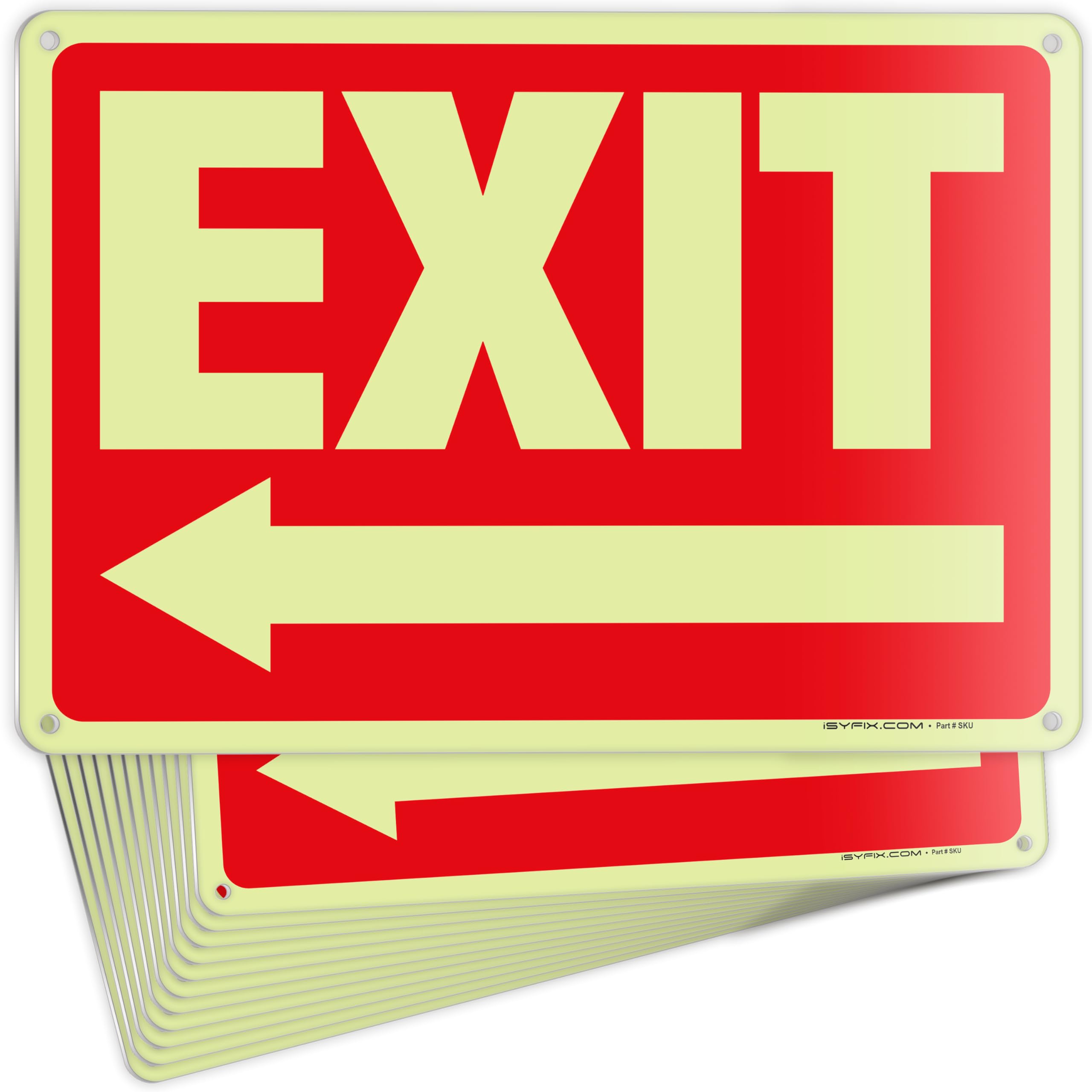 iSYFIX Exit Signs with Directional Left Arrow, Glow in the Dark ...