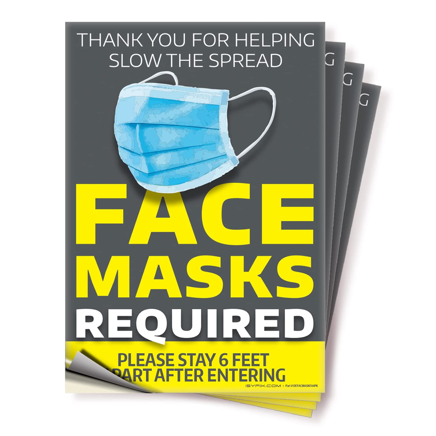 iSYFIX Face Mask Required Decals Stickers - 4 Pack 7x10 Inch - Premium ...