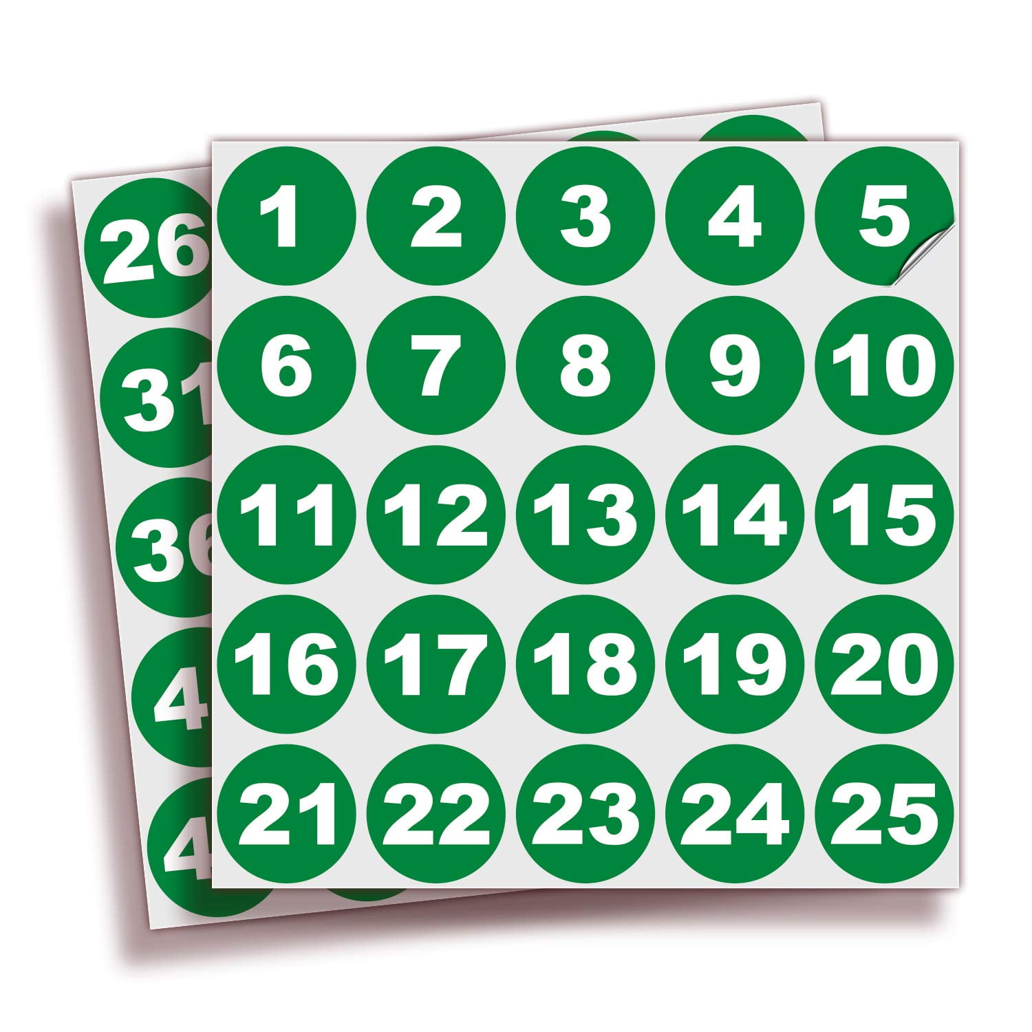 iSYFIX Green Consecutive Number Stickers – 1 to 50, 1.5-inch, 1 set ...